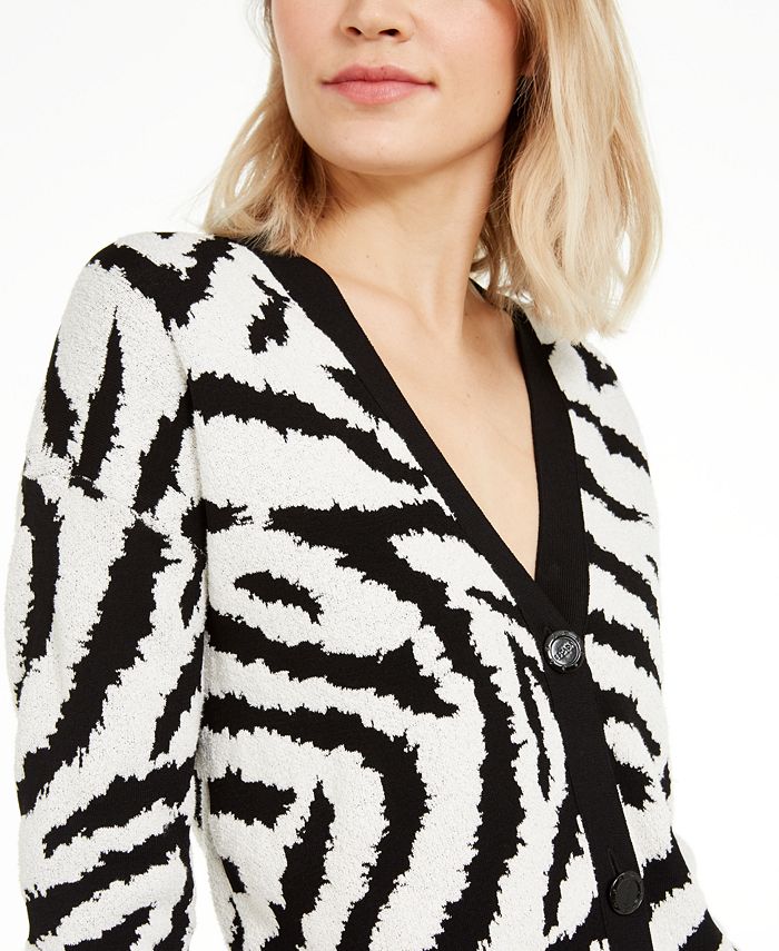 Escada Zebra-Print Long Cardigan - Macy's