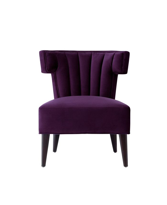 Nicole Miller Elmer Velvet Channel Back Accent Chair with Tapered Leg ...