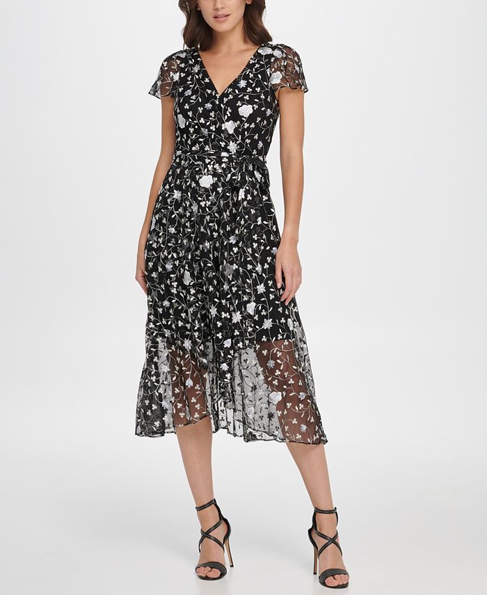 Dkny Flutter Sleeve V Neck Wrap Midi Macys