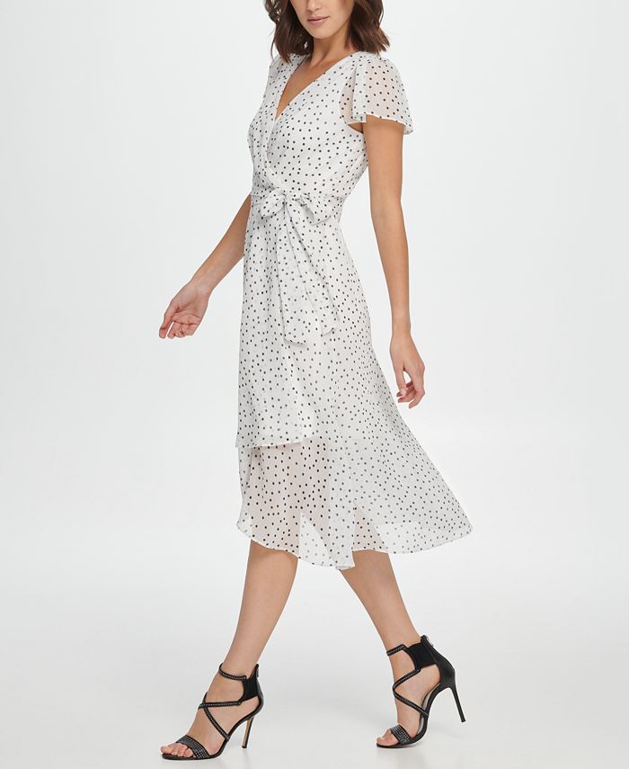 Dkny Flutter Sleeve Sleeve V Neck Wrap Midi Macys