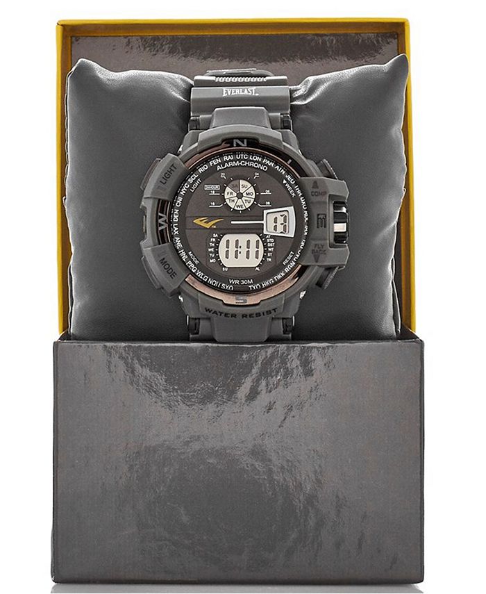 Everlast Mens Gray Rubber Strap Digital Multiple Display Sports Watch ...