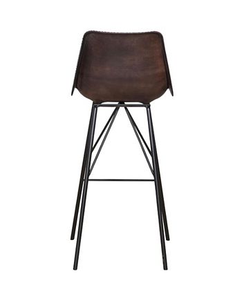 Union Home Bar Stool with Leather Upholstery - Macy's