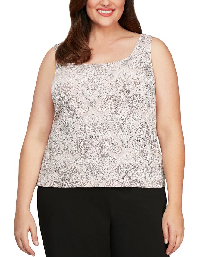 Alex Evenings Plus Size Printed Jacket and Top - Macy's