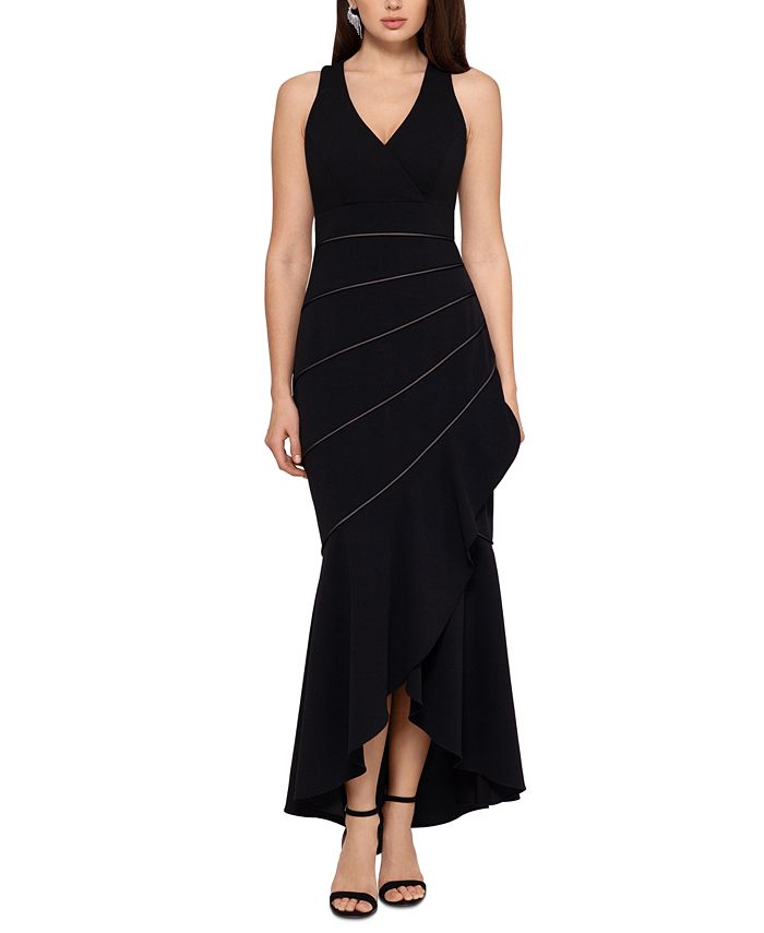 XSCAPE Piped Mermaid-Hem Gown - Macy's