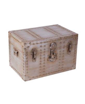 Vintiquewise Industrial Wooden Aluminum Storage Trunk with Lockable ...