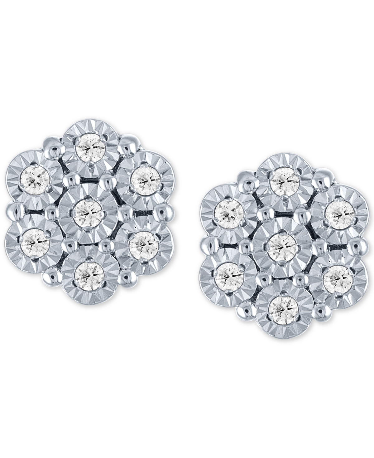 Click here for Diamond Cluster Stud Earrings (1/10 ct. t.w.) in S... prices
