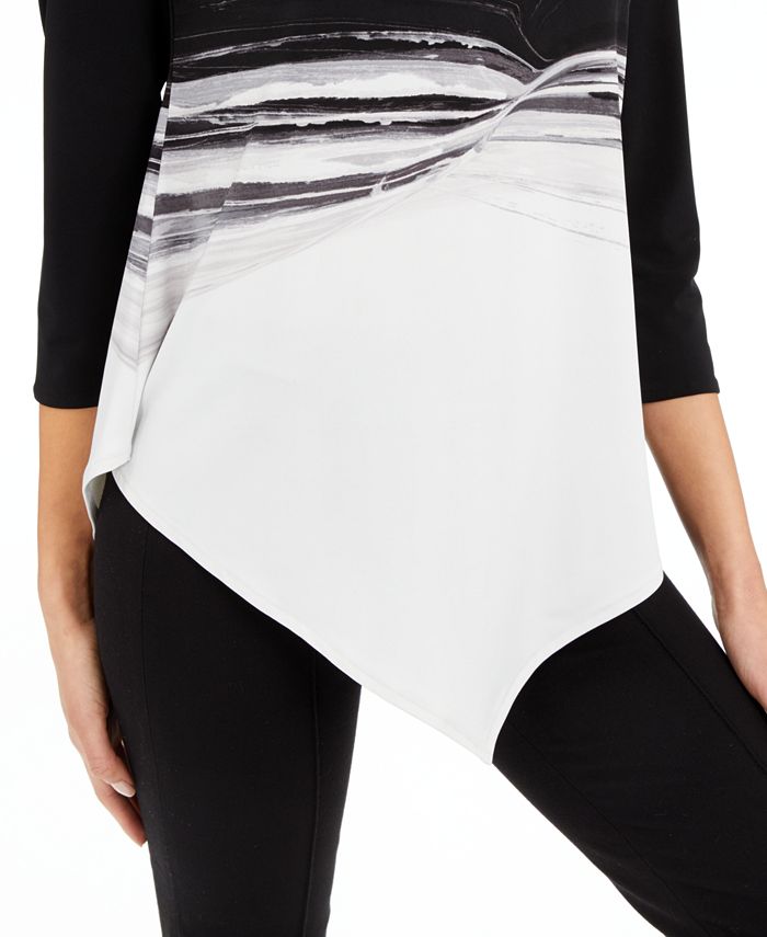 Alfani Printed Asymmetrical Top, Created for Macy's - Macy's