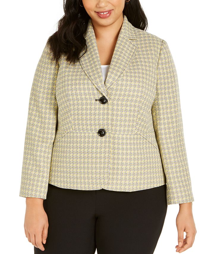 Le Suit Plus Size Tweed-Jacket Pants Suit - Macy's