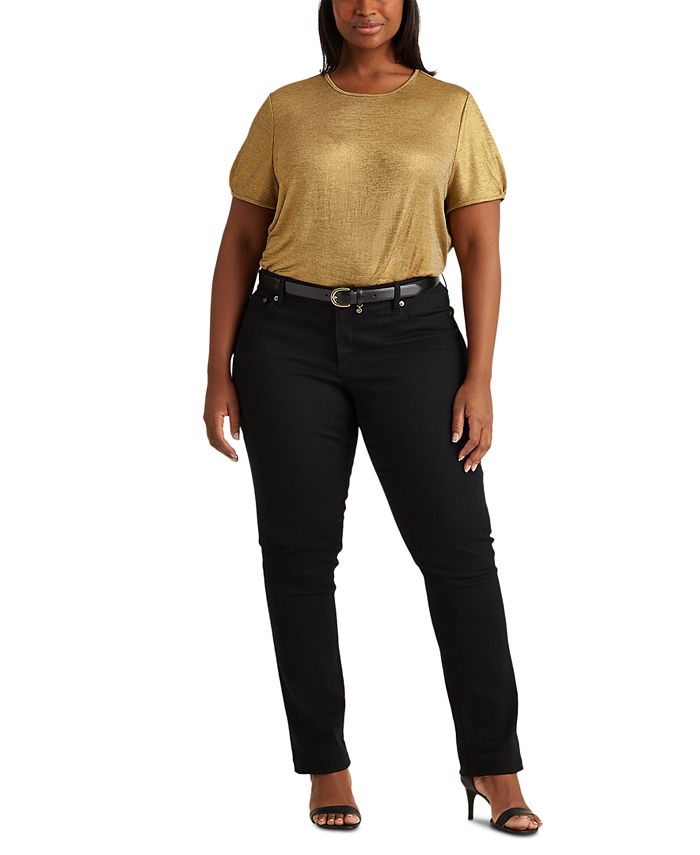 Lauren Ralph Lauren Plus-Size Metallic T-Shirt - Macy's