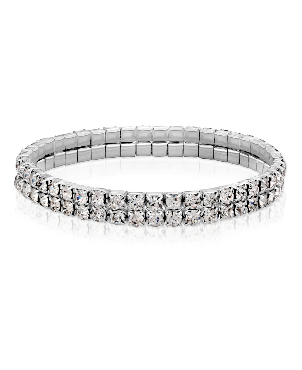 Click here for 2028 Silver-Tone Clear Crystal 2-Row Rhinestone St... prices
