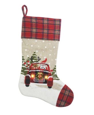 Manor Luxe Snowy Car By Santa Light up Christmas Stocking - Macy's