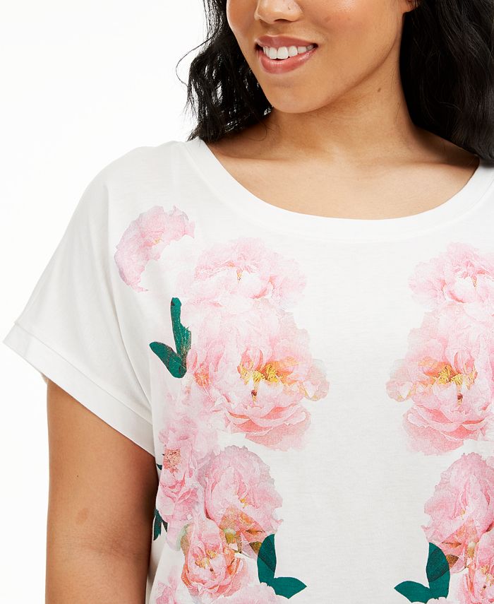 Tommy Hilfiger Plus Size Floral-Print T-Shirt - Macy's