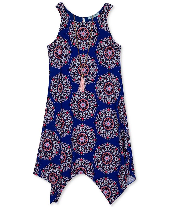 Rare Editions Big Girls Handkerchief-Hem Necklace Dress - Macy's