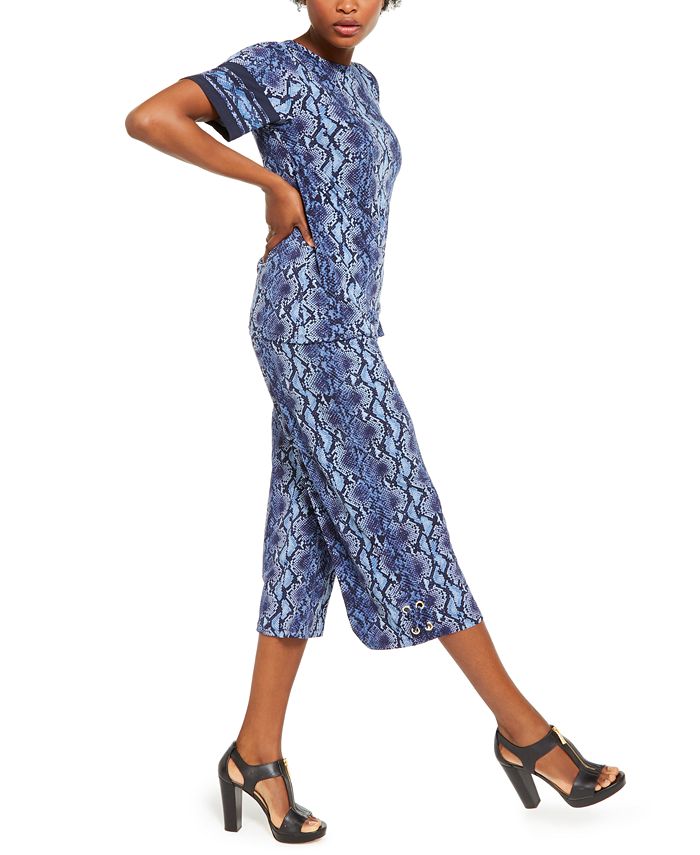 Michael Kors Python-Print Lace-Up Pants - Macy's