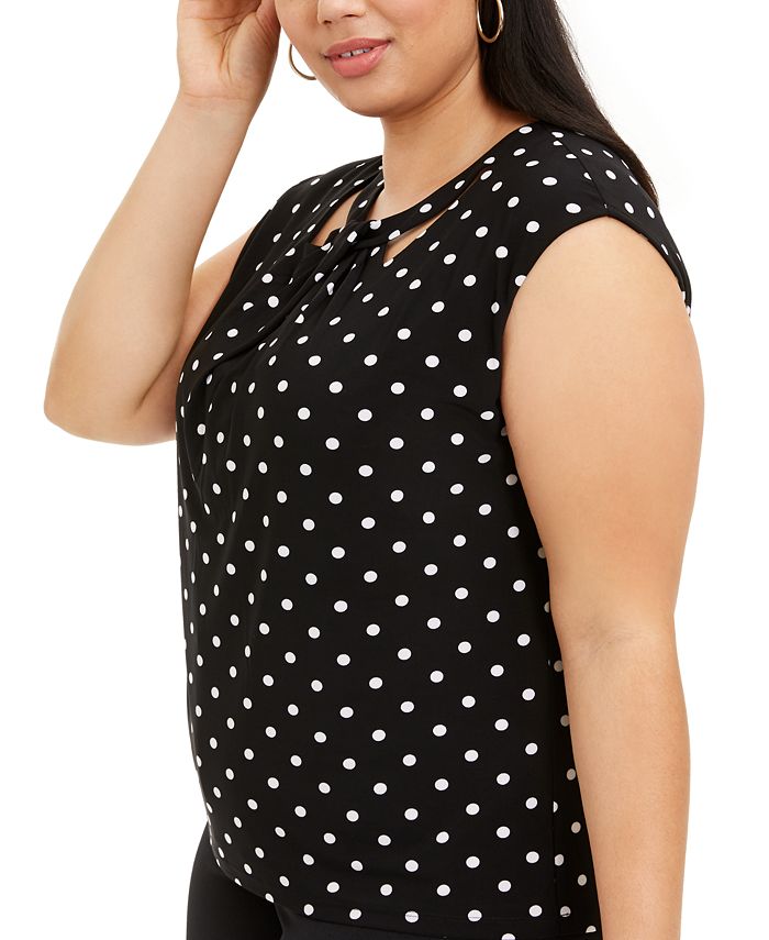 Kasper Plus Size Polka Dot Stretch Top - Macy's