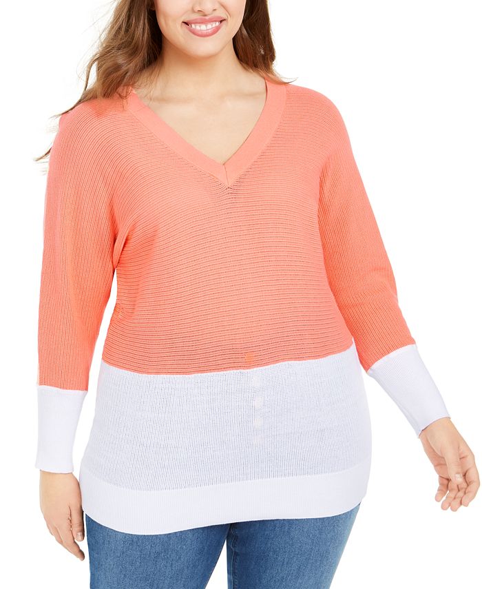 Michael Kors Plus Size Colorblocked Sweater - Macy's