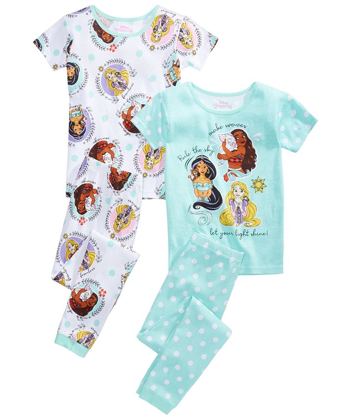 Disney Little & Big Girls 4-Pc. Princess Pajama Set - Macy's