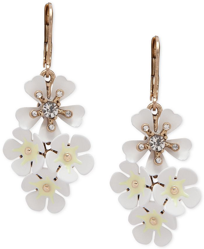 lonna & lilly Gold-Tone White Flower Cluster Drop Earrings - Macy's