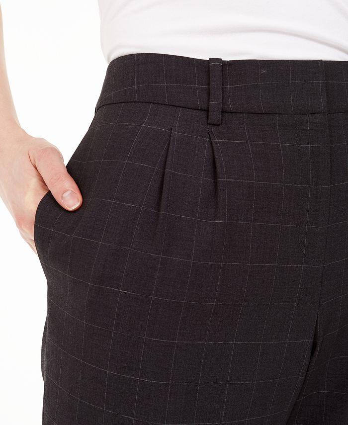 Calvin Klein Slim-Leg Ankle Windowpane Pants - Macy's
