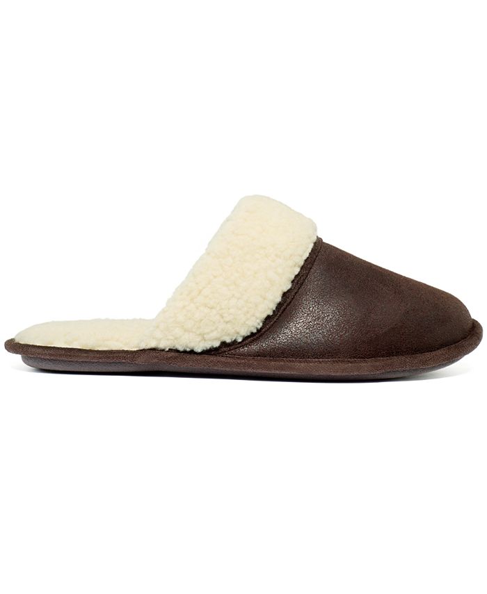 Club Room Men's Memory Foam Slippers, Steiger Brown Sherpa Scuff ...