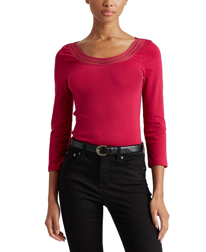 Lauren Ralph Lauren Ballet Neck Top - Macy's
