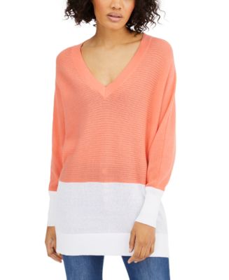Michael Kors Cotton Colorblocked Sweater - Macy's
