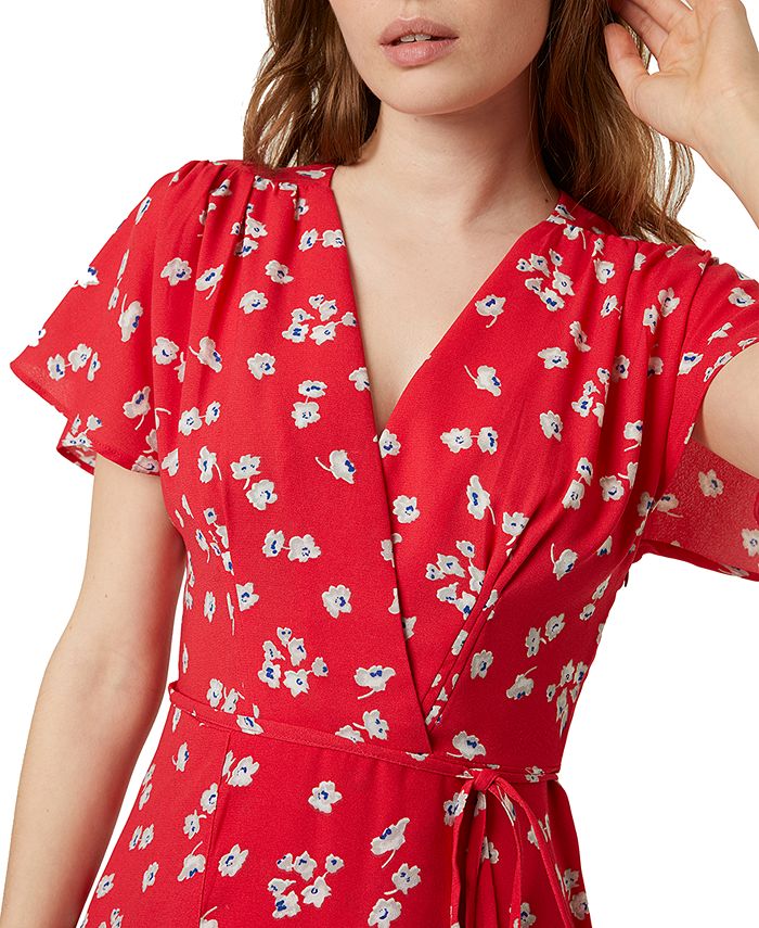 French Connection Floral-Print Faux-Wrap Dress - Macy's