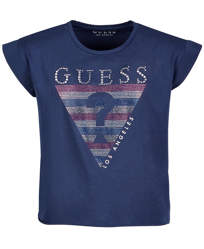 GUESS Big Girls Rhinestone Logo T-Shirt - Macy's