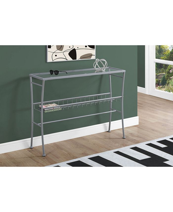 Monarch Specialties Accent Table - 42" L Tempered Glass Hall Console ...