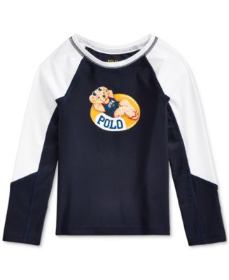 Polo Ralph Lauren Little Girls Pool Bear Stretch Rash Guard - Macy's