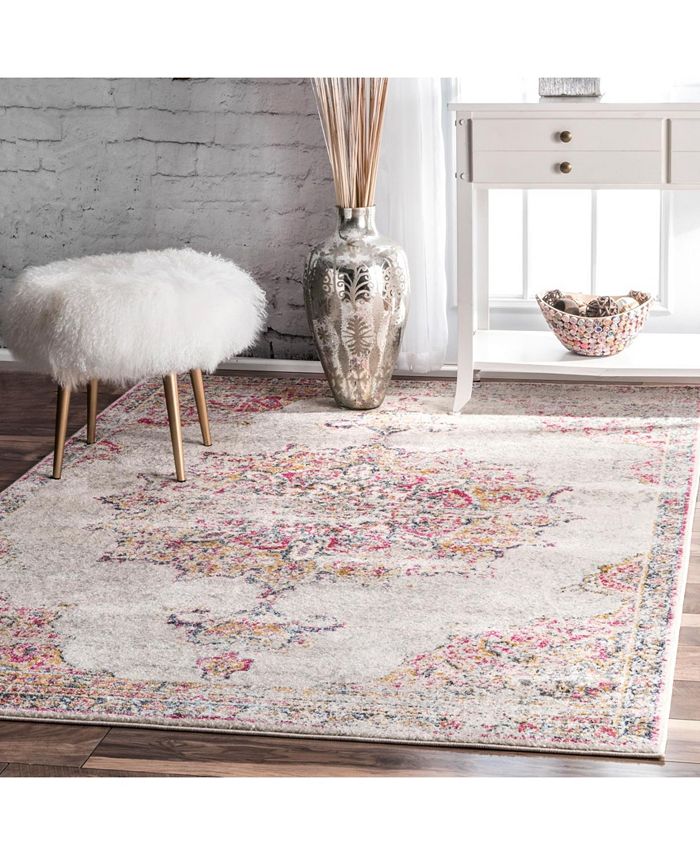 nuLoom Bodrum Vintage-Inspired Medallion Leola Pink 4' x 6' Area Rug ...
