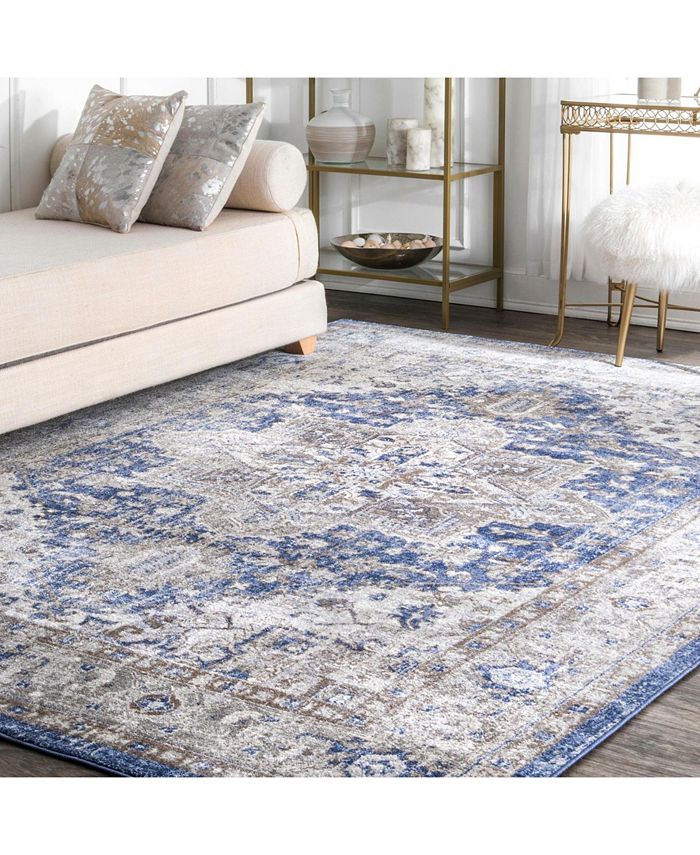 nuLoom Amber Jaclyn Medallion Vintage-Inspired Blue 6'7" x 9' Area Rug ...