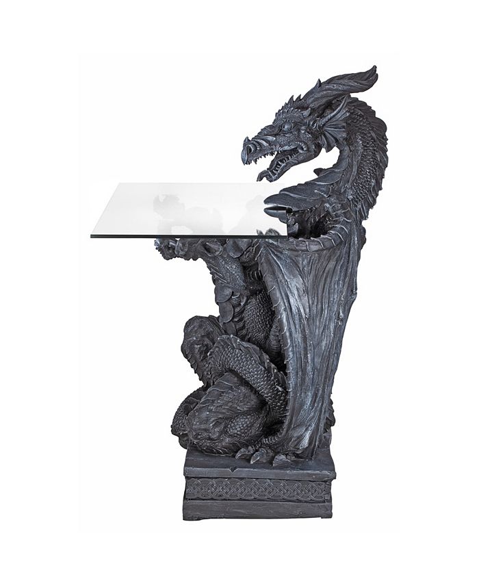 Design Toscano the Subservient Dragon Glass-Topped Sculptural Table ...