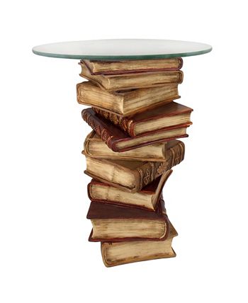 Design Toscano Power of Books Glass-Topped Side Table - Macy's