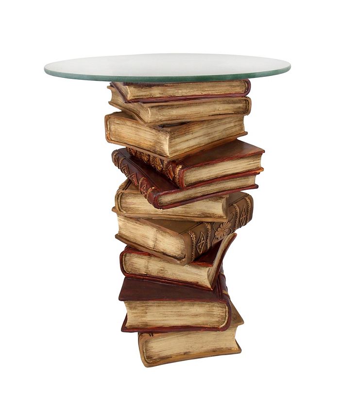 Design Toscano Power of Books Glass-Topped Side Table - Macy's