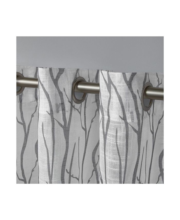 Exclusive Home Oakdale Motif Textured Sheer Linen Grommet Top Curtain