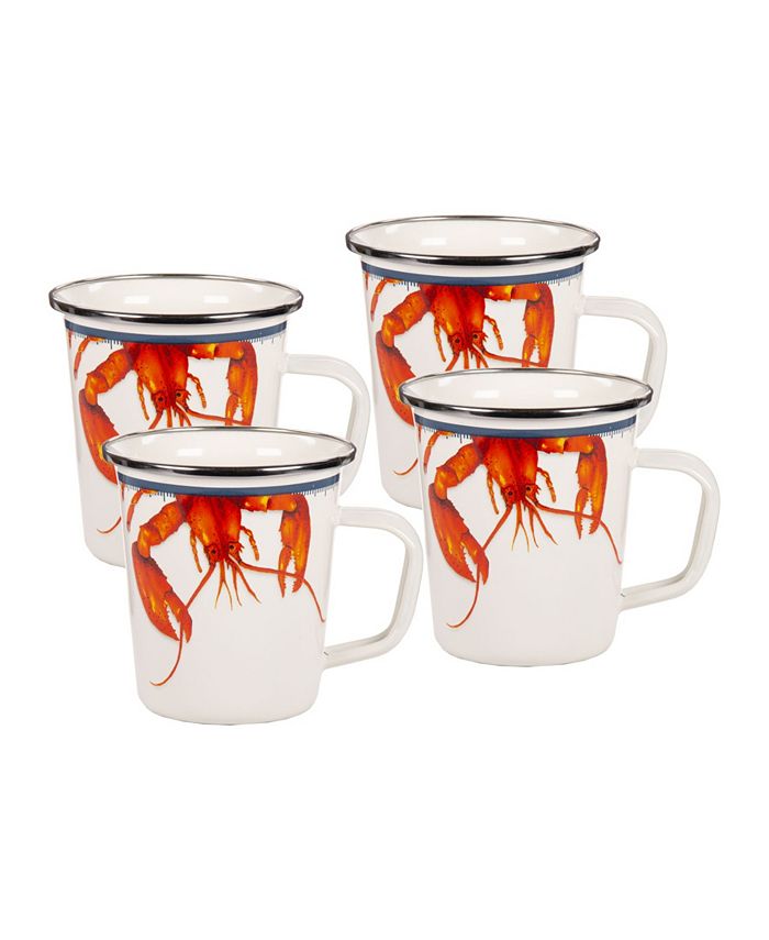 Golden Rabbit Lobster Enamelware Latte Mugs, Set of 4 - Macy's