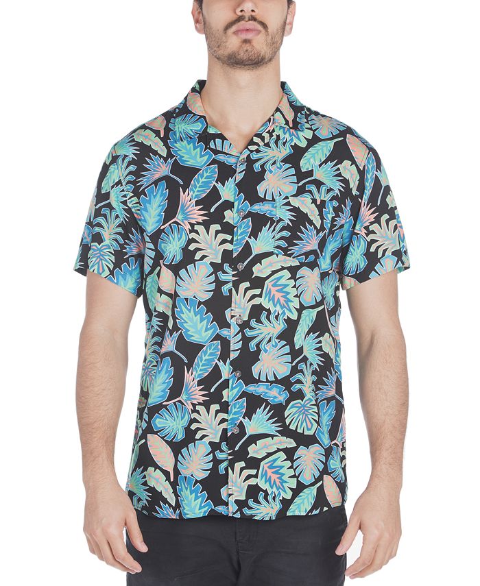 Sovereign Code Men's Graham Regular-Fit Frond-Print Camp Shirt - Macy's