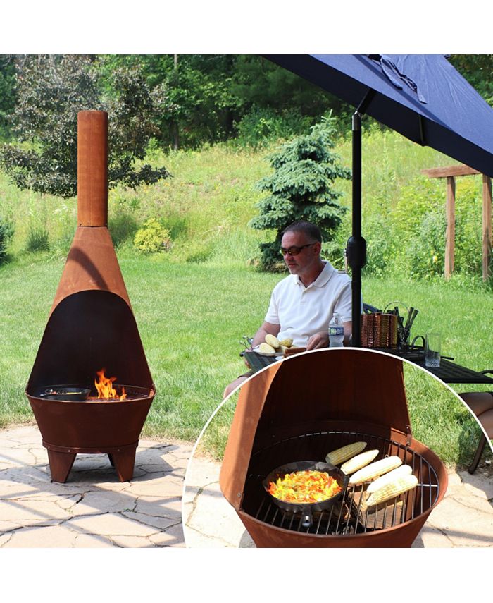 Sunnydaze Decor Outdoor Patio Wood-Burning Rustic Chiminea Fire Pit - Macy's