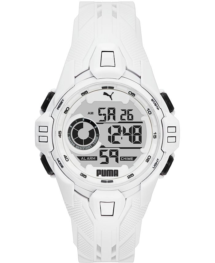 Puma Men's Bold White Silicone Strap Watch 45mm - Macy's