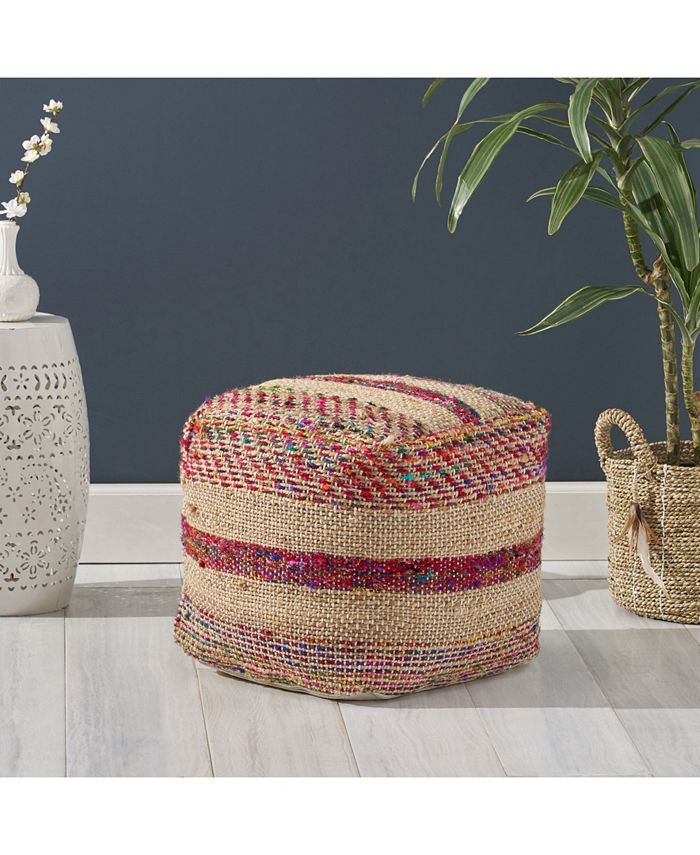 Noble House Carlotta Boho Hemp Ottoman Pouf - Macy's