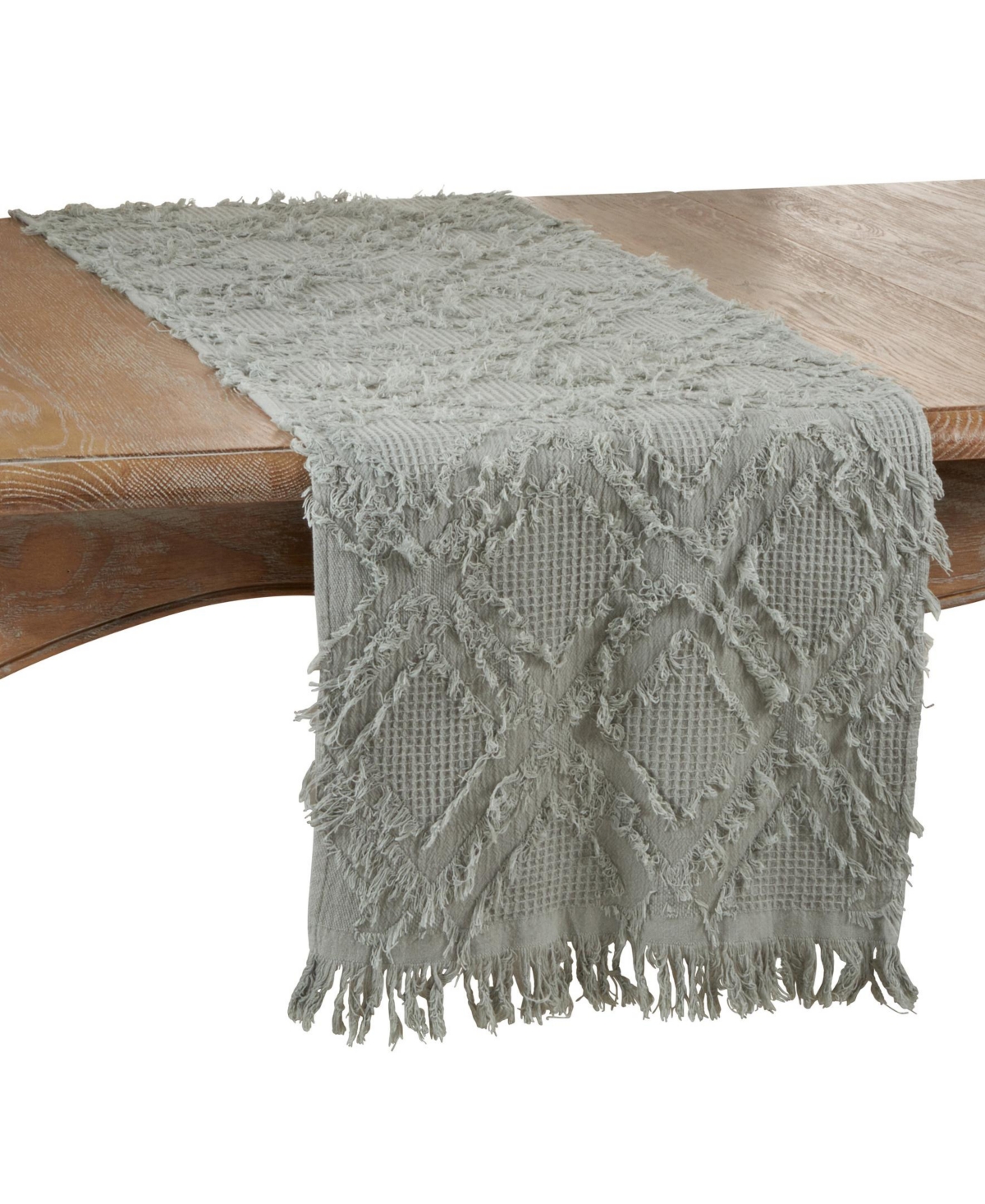 Click here for Saro Lifestyle Fringe Waffle Weave Runner - Gray prices