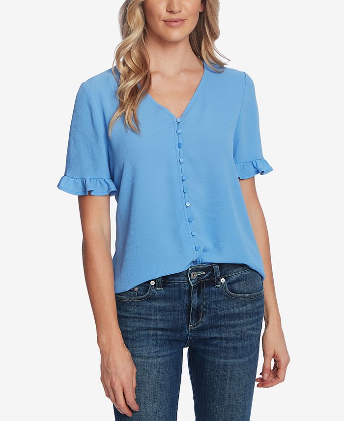 CeCe Ruffled V-Neck Top - Macy's