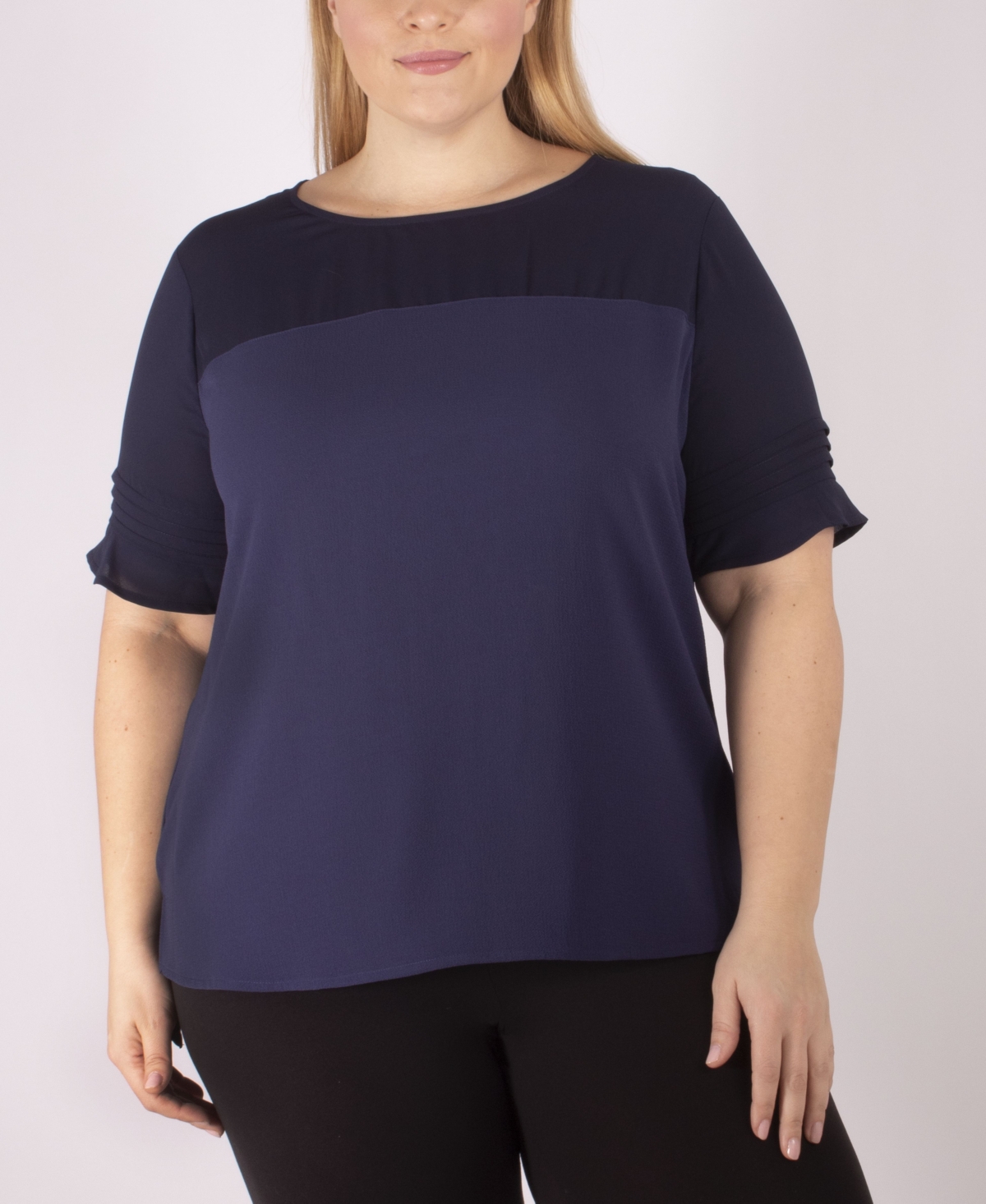 Click here for Ny Collection Plus Size Short Sleeve Crepe Top Wit... prices