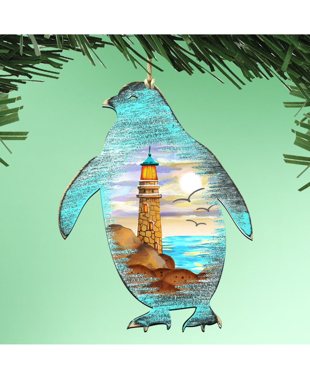 Click here for Designocracy Penguins Wooden Ornaments Set of 2 -... prices