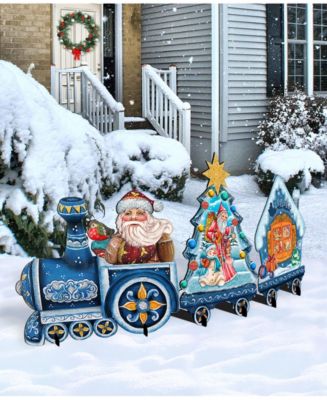Designocracy Santa Holiday Express Wooden Outdoor Decoration - Macy's