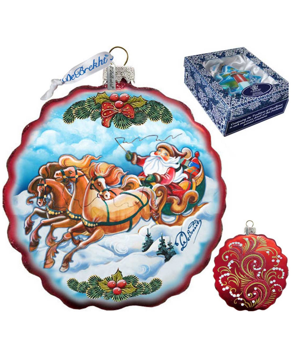Click here for G.DeBrekht Sleigh Ride Flower Glass Ornament - Mul... prices