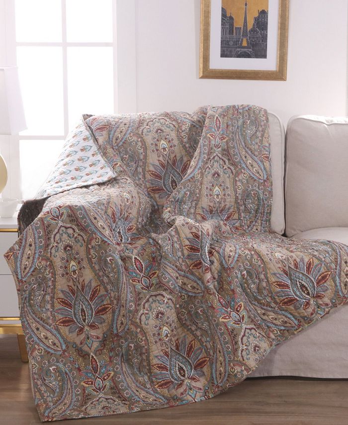 Levtex Kasey Damask Reversible Quilted Throw, 50" x 60" - Macy's