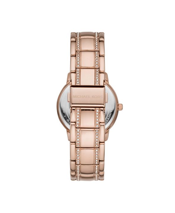 Michael Kors Women's Melissa Three-Hand Rose Gold-Tone Alloy Bracelet ...