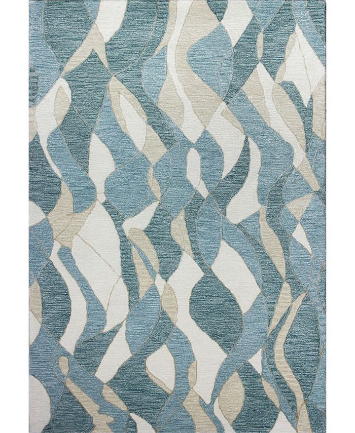 BB Rugs Downtown Tud-05 Aqua 2'6" x 8' Runner Rug - Macy's